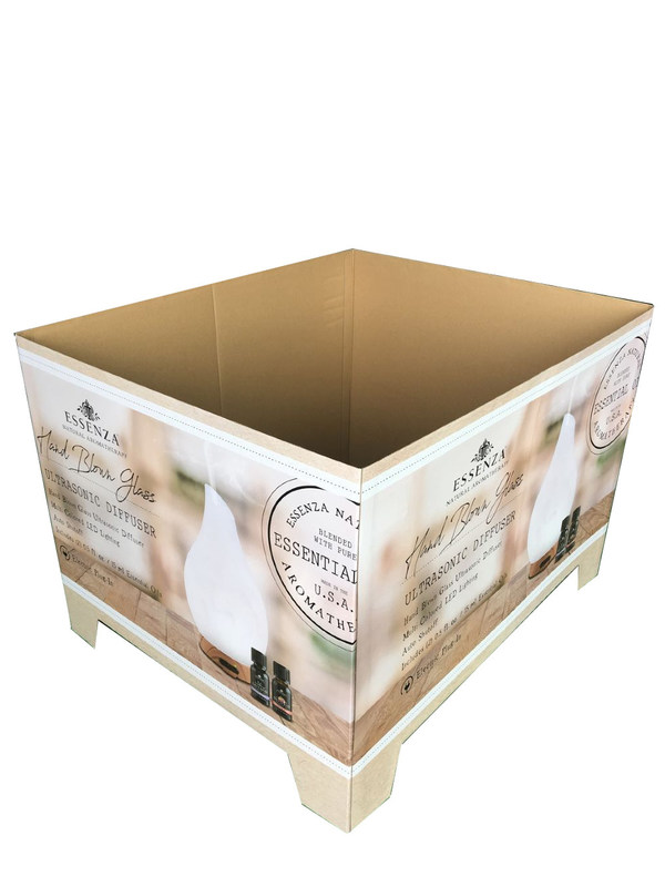 Cuboid Shape Corrugated Cardboard Pallet Wrap Retail Display with Platform