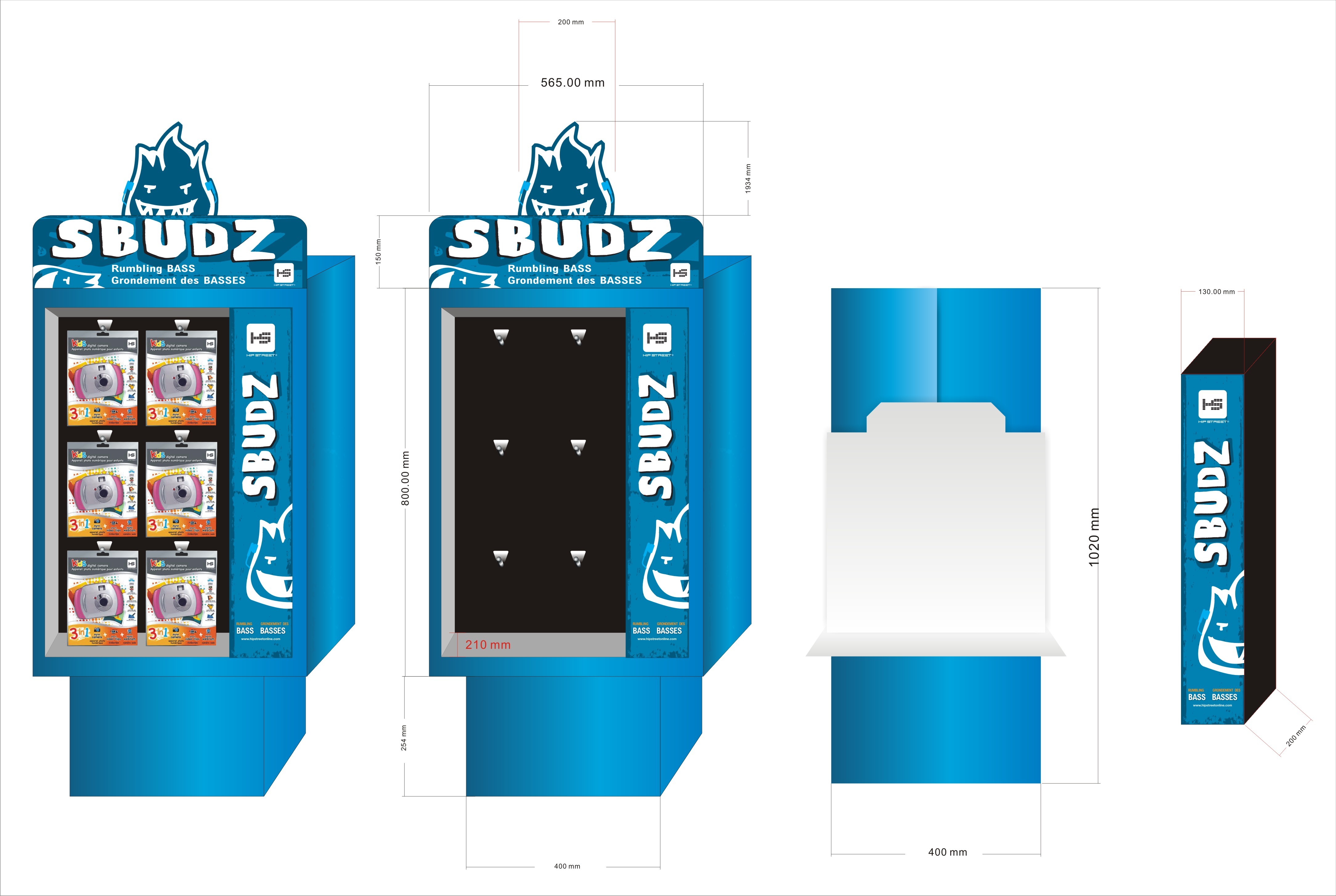 Customized Corrugated Display Cardboard Sidekick Stand Retail Shelf For ...